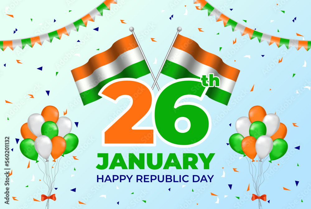 26th january india republic day celebration background with indian flag ...