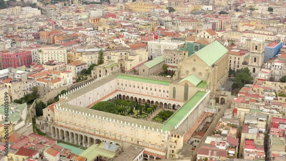 Aerial view of the Basilica of Santa Chiara, a religious complex in ...