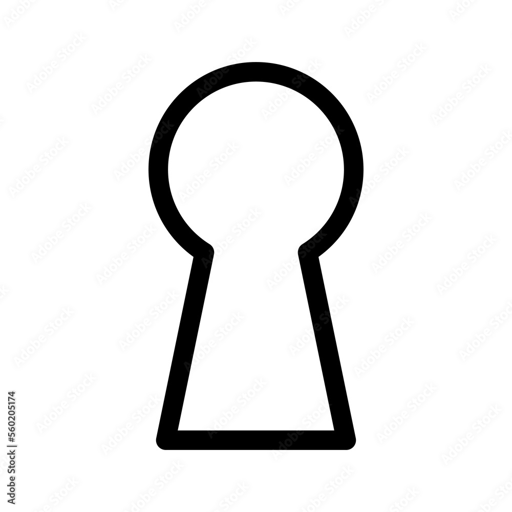 Key hole icon line isolated on white background. Black flat thin icon on modern outline style ...