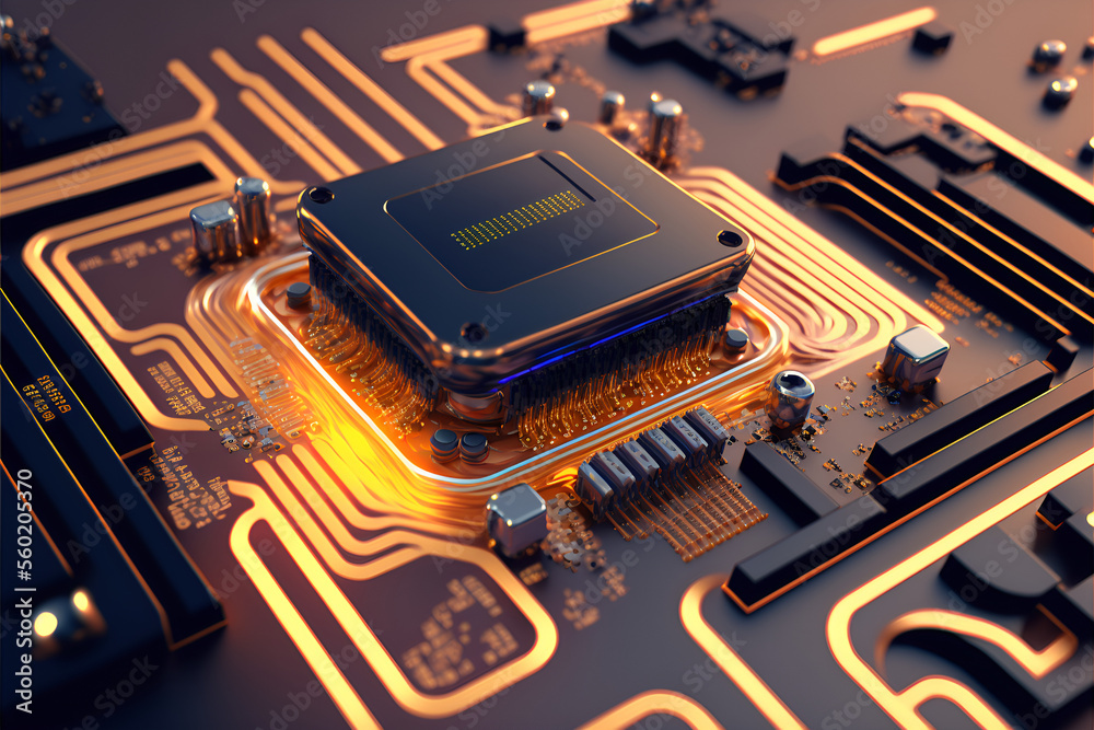 AI. Circuit board. Technology background. Central Computer Processors ...
