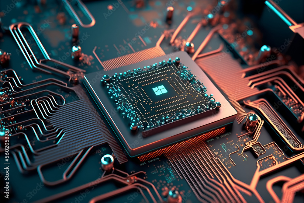 AI. Circuit board. Technology background. Central Computer Processors ...