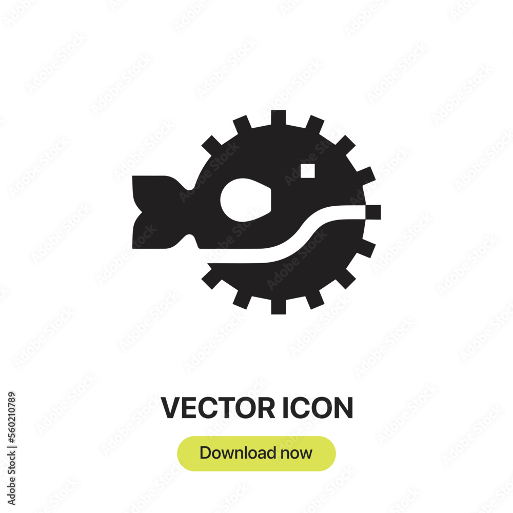 puffer fish icon vector. Linear style sign for mobile concept and web ...