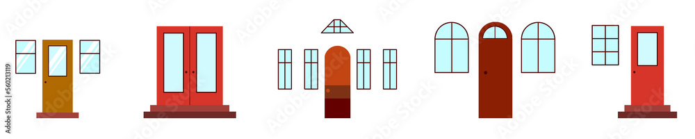 Set of windows and doors on a transparent background, png, architecture ...
