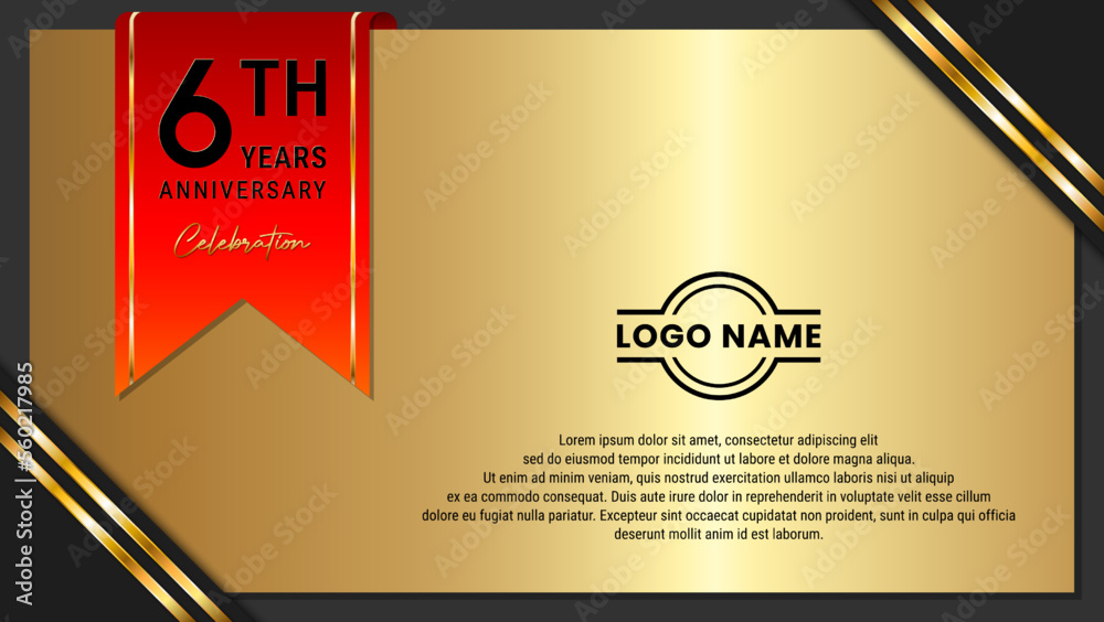 6th Anniversary Celebration. Golden Anniversary template design with ...
