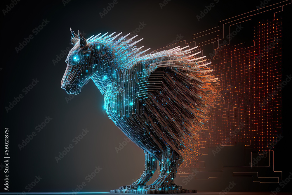 Concept of digital transformation. engineering a system. binary data ...