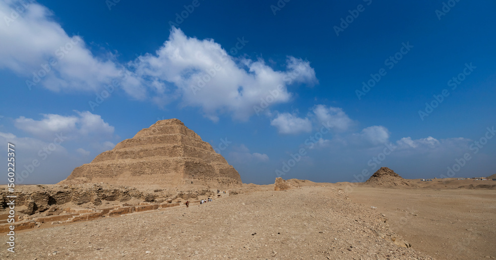 Pyramid of Djoser and Pyramid of Userkaf. Old kingdom. Saqqara. Egypt ...