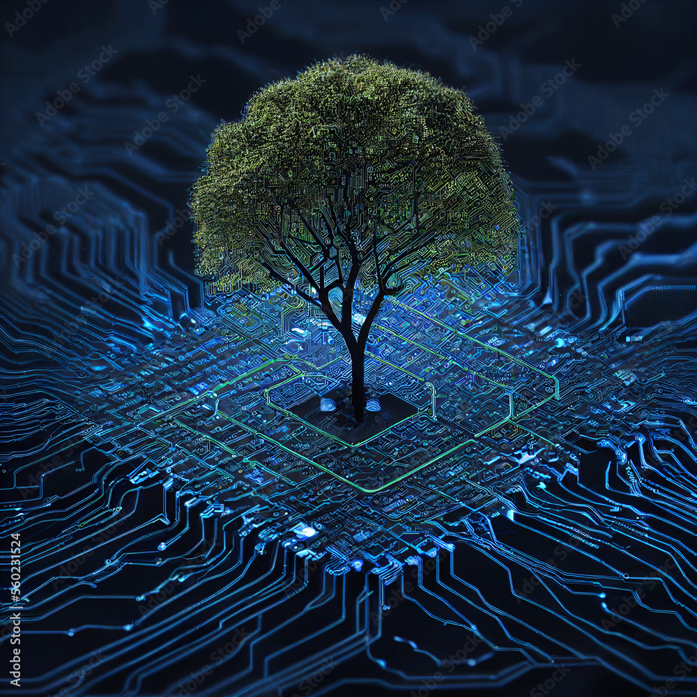 tech tree electrical circuit digital. Concept of technology and ecology ...