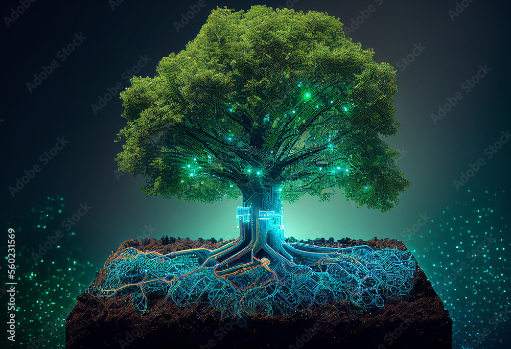 ภาพประกอบสต็อก tech tree electrical circuit digital. Concept of ...