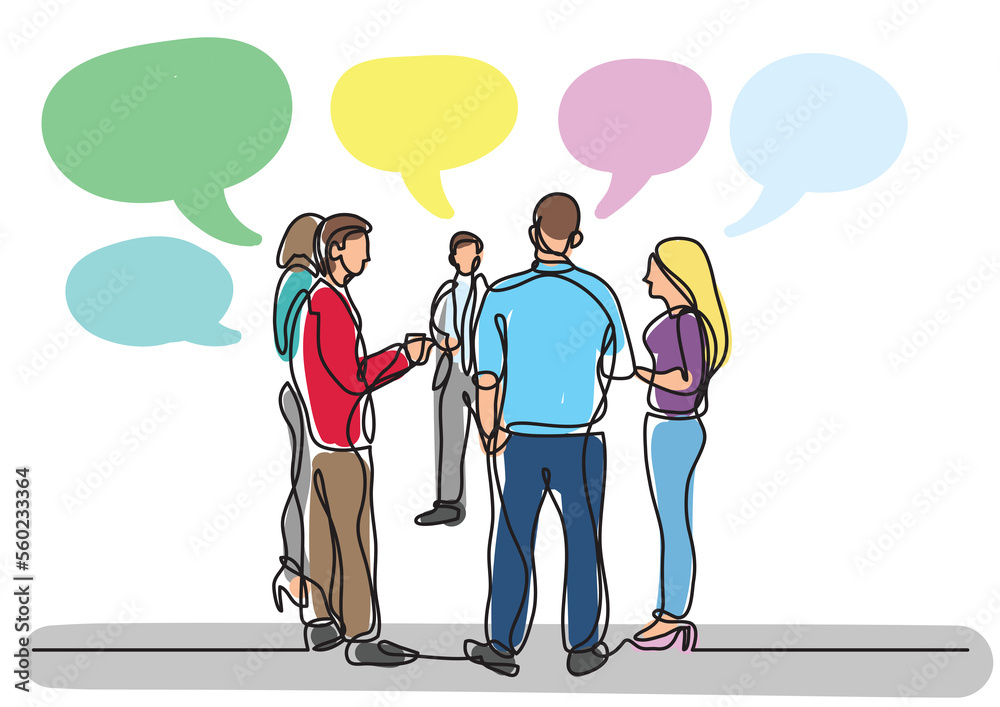 one line drawing people standing talking - PNG image with transparent ...