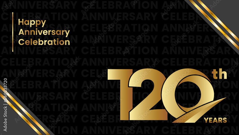 Vetor de 120th Anniversary. Anniversary template design with golden ...