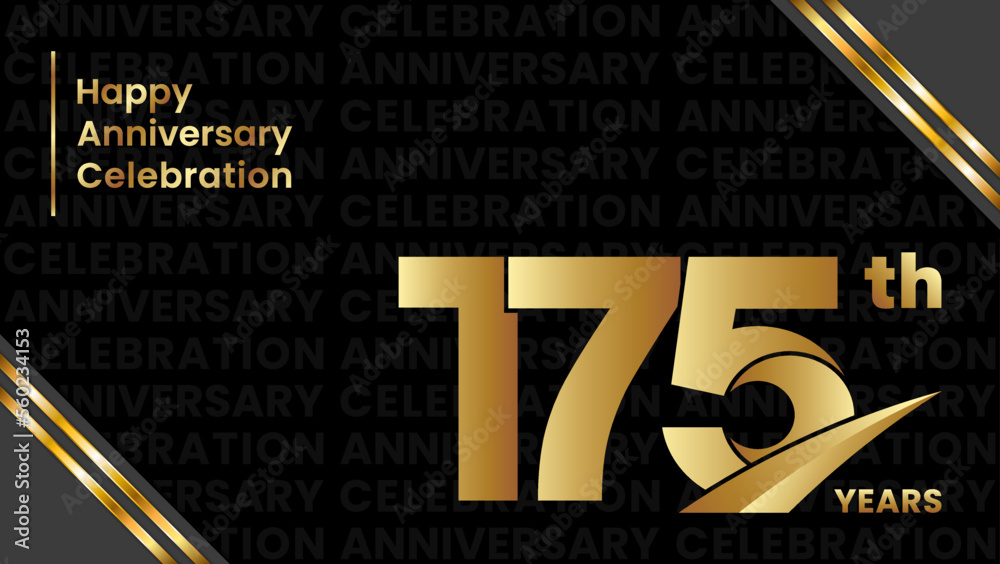 175th Anniversary. Anniversary template design with golden color for ...