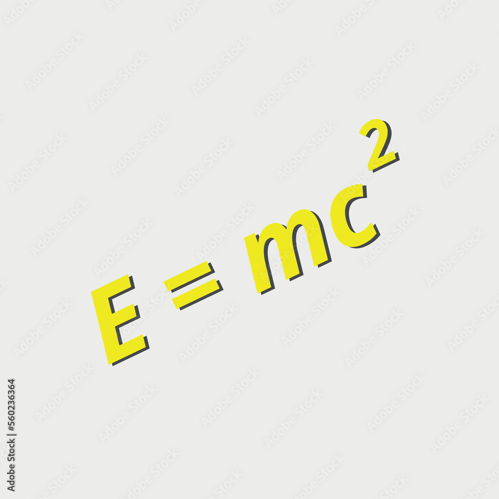 Vector illustration of energy equation in yellow color, Exact sciences ...