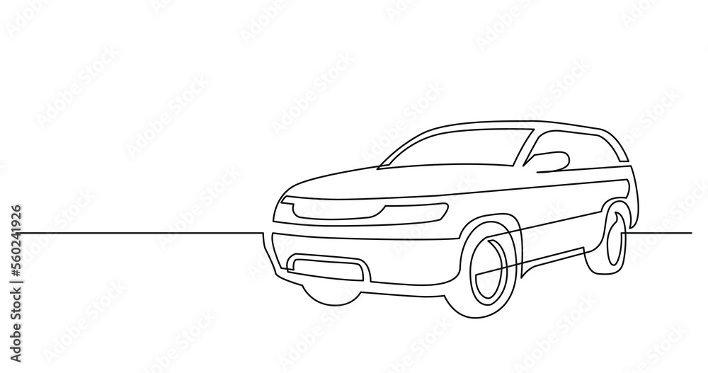 continuous line drawing of modern luxury suv car - PNG image with ...
