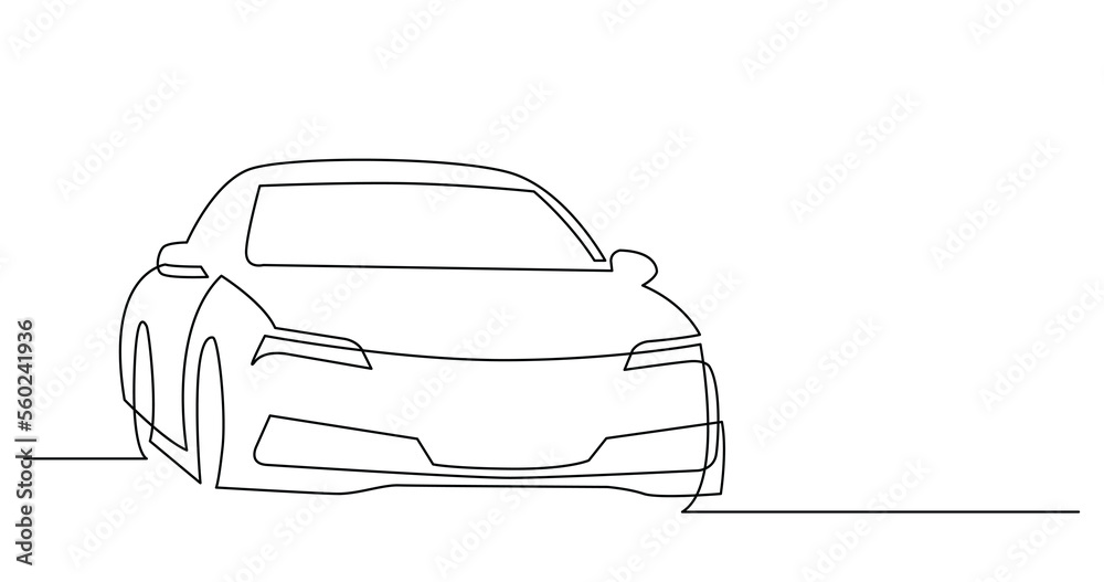 continuous line drawing of modern sedan car - PNG image with ...