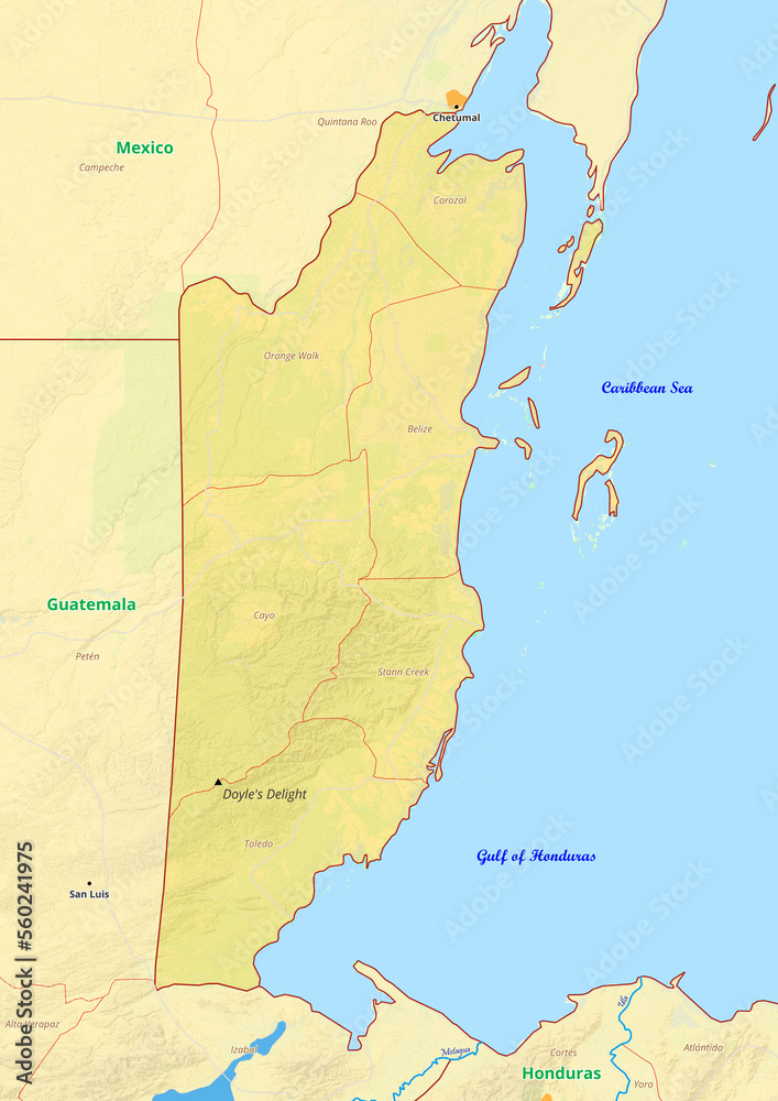 belize map with cities