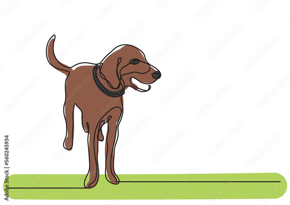 continuous line drawing dog standing isolated pet animal - PNG image ...