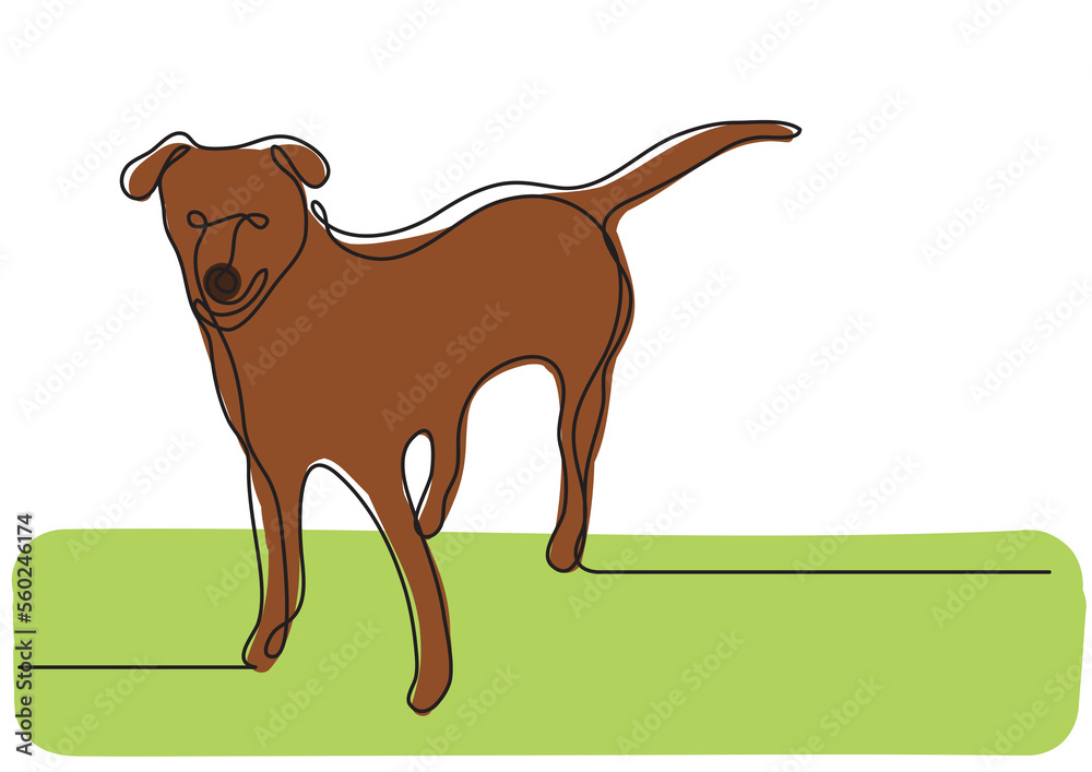 continuous line drawing standing dog isolated pet animal - PNG image ...