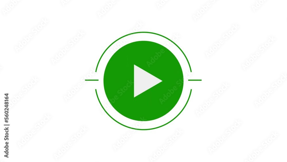 green play button icon animation on white background, music play button ...