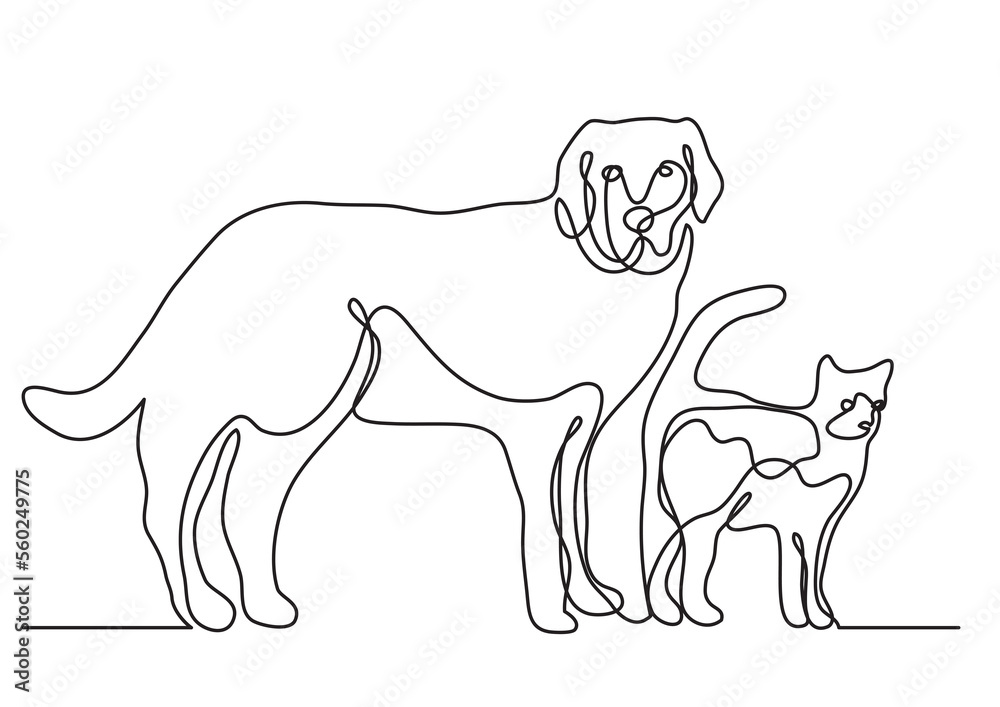 continuous line drawing dog and cat - PNG image with transparent ...