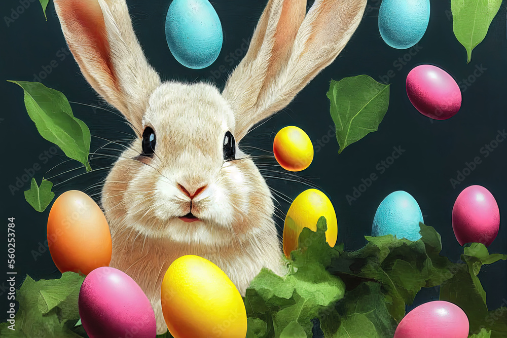 Osterhase Hase Ostern Osternest bunte Eier gefärbte Eier Symbol Kultur ...