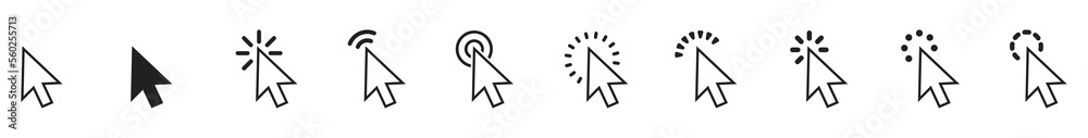 click cursor arrow icons set. Png. Cursor icon. Vector illustration ...