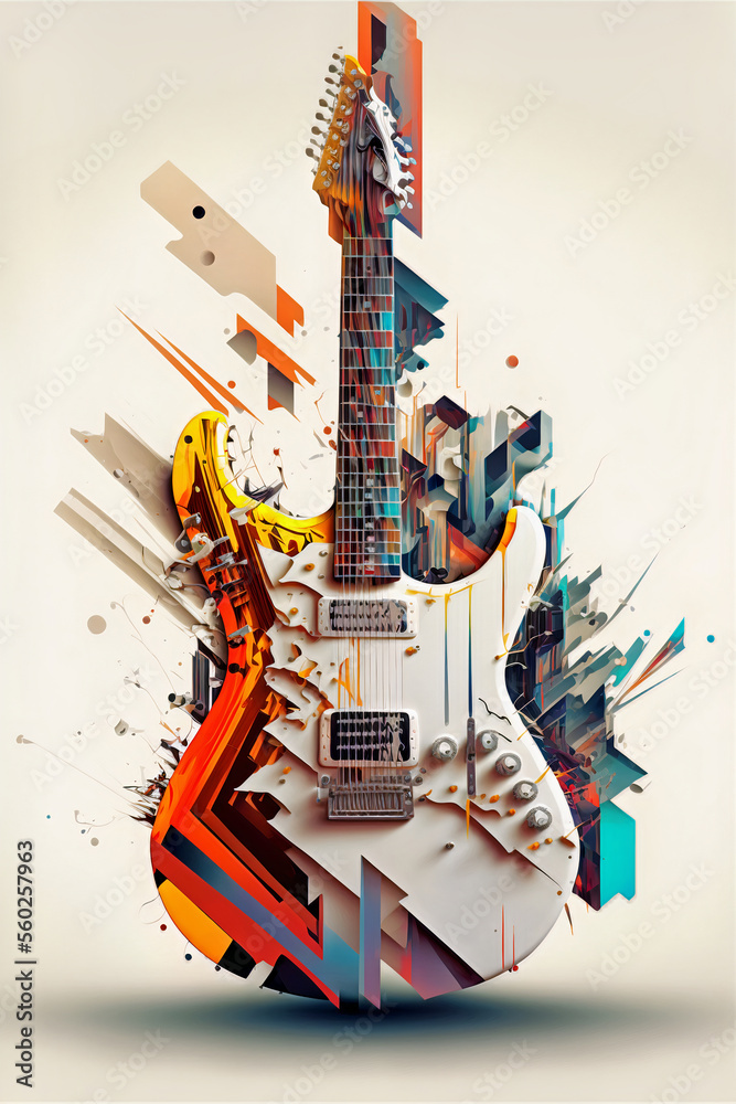 ภาพประกอบสต อก Guitarra Eléctrica Ai Generado Melodía Y Canción Diseño
