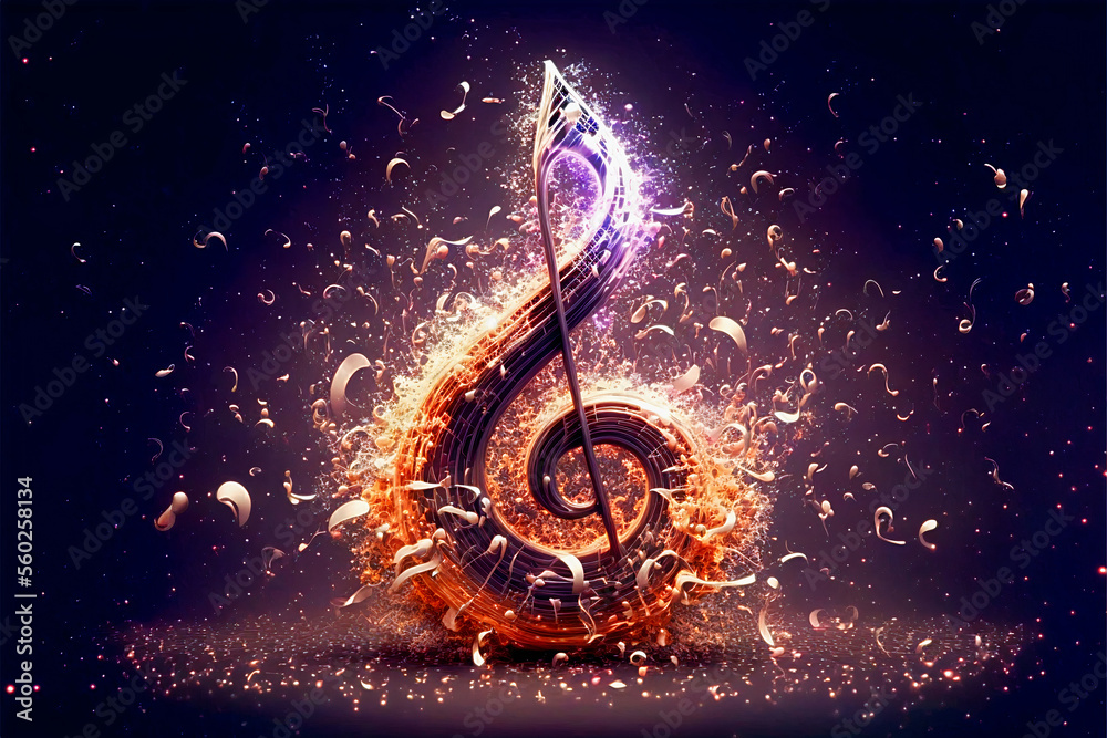 Explosión musical. Generado por Ai. Diseño artístico moderno con ...