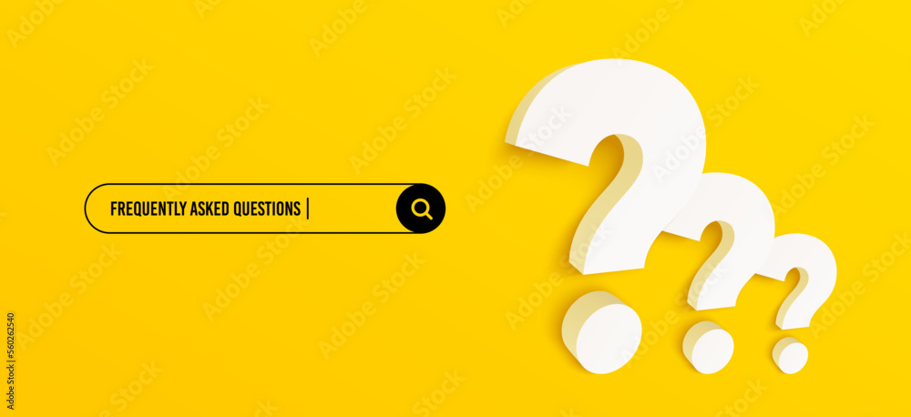 3d question mark and search bar template for website. Navigation search ...