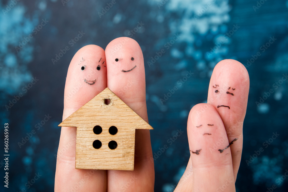 Divorce concept. Fingers art of family during quarrel. Man and woman ...