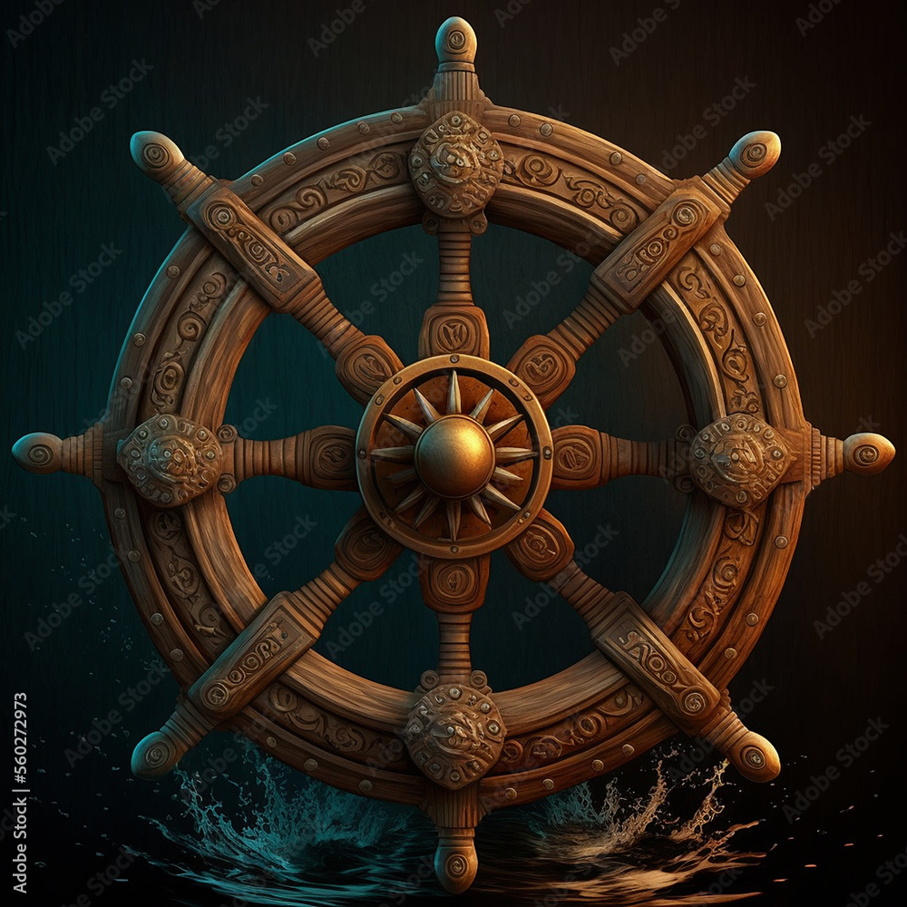 Pirate Theme, ship's rudder. Generative AI Stock Illustration | Adobe Stock