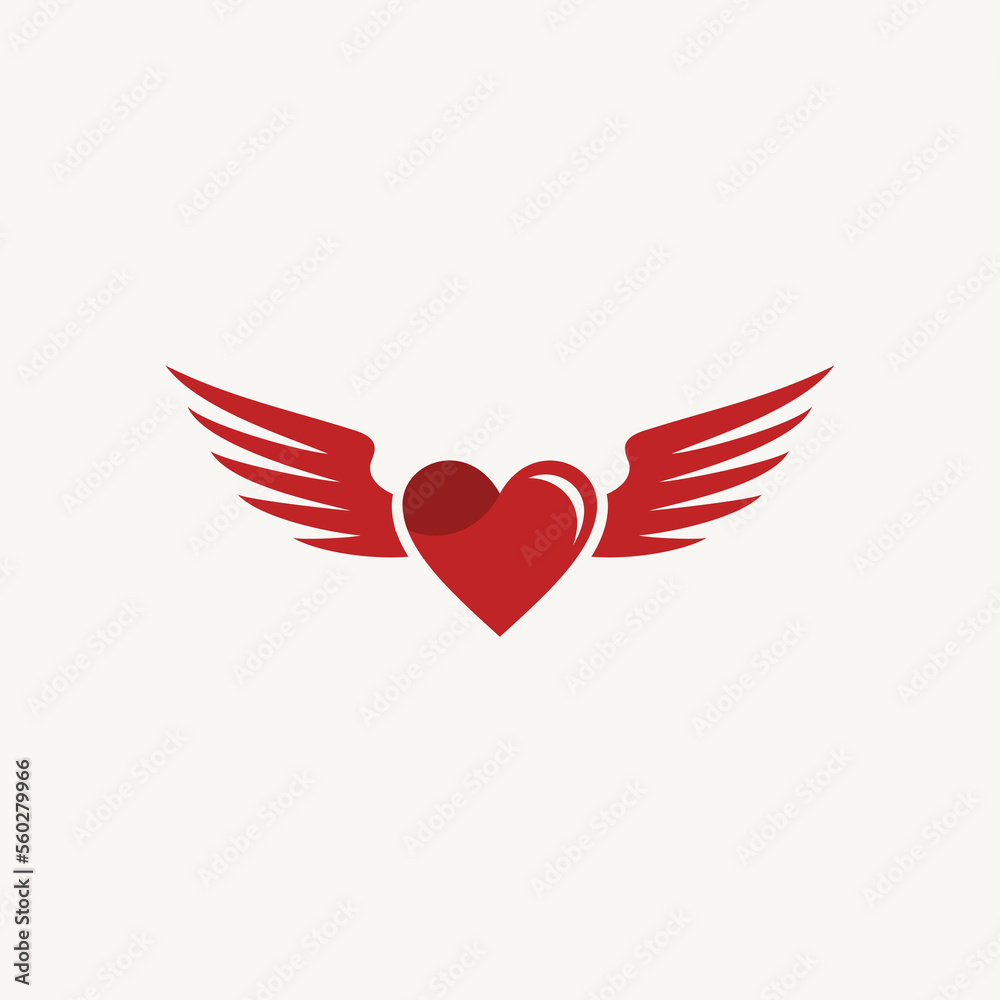 Heart wing angel logo design icon vector Stock Vector | Adobe Stock