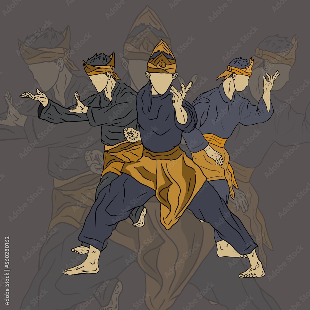 Illustration of Silat Fighter Showing Off their techniques Stock ...