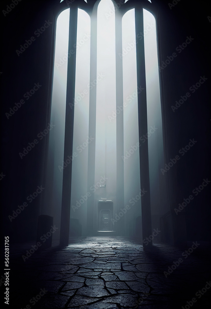 The mysterious gate that opens to other realm, fantasy world ,made with ...