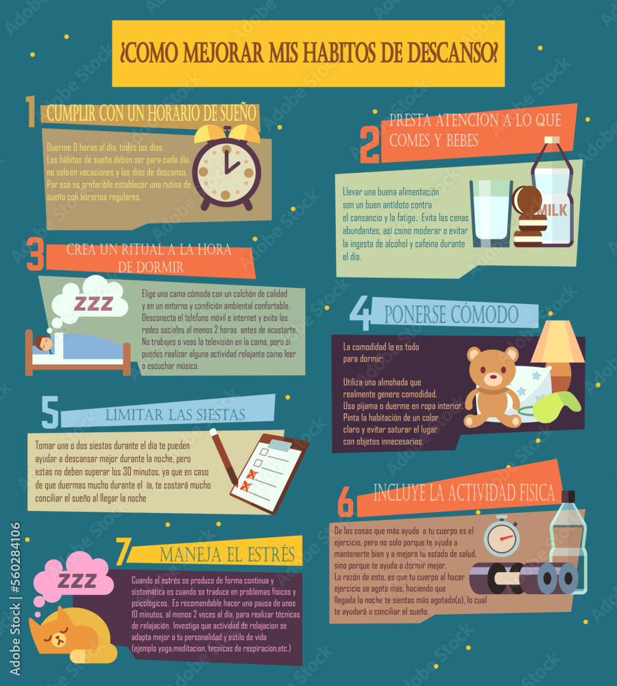 Flyer habitos del descanso. Infografia. Stock Vector | Adobe Stock