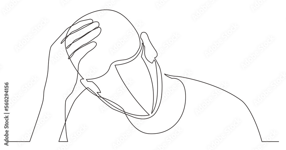 continuous line drawing man in need wearing face mask - PNG image with ...