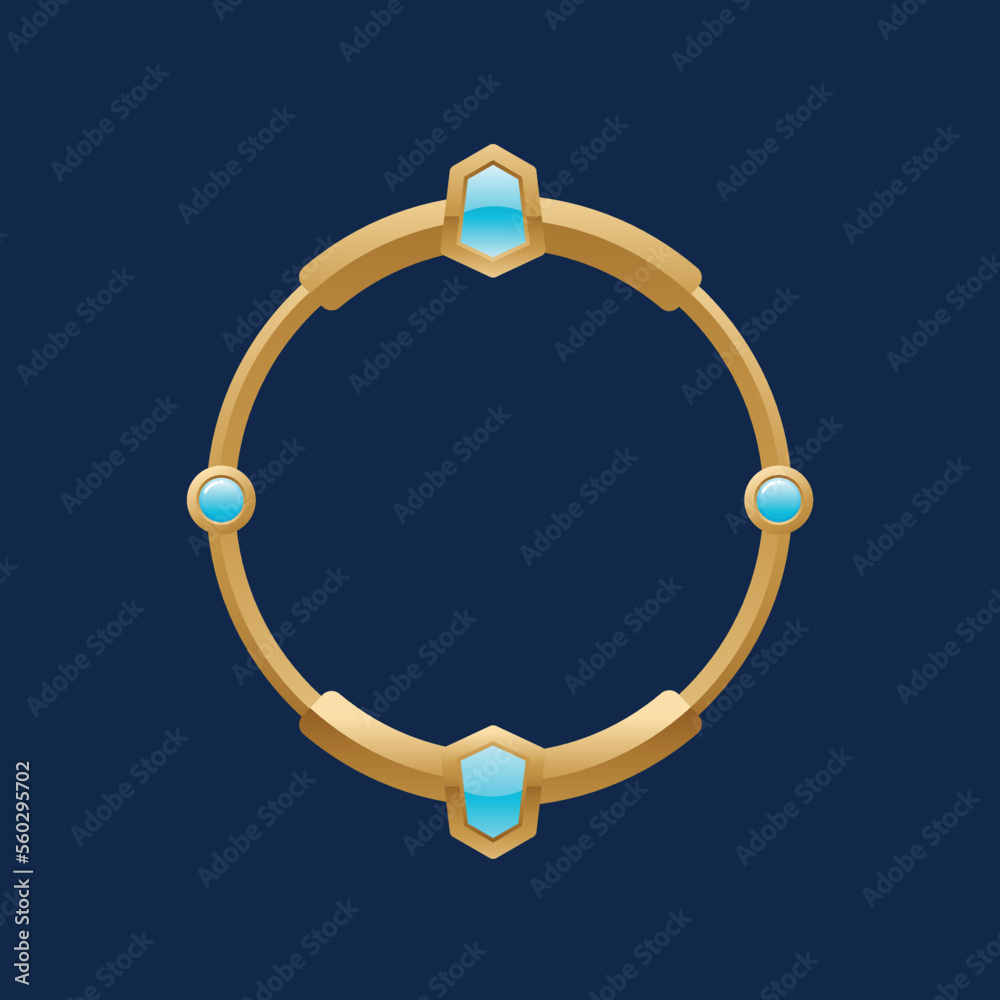 Metal circle frame border kit for game asset icons interface. Game ...