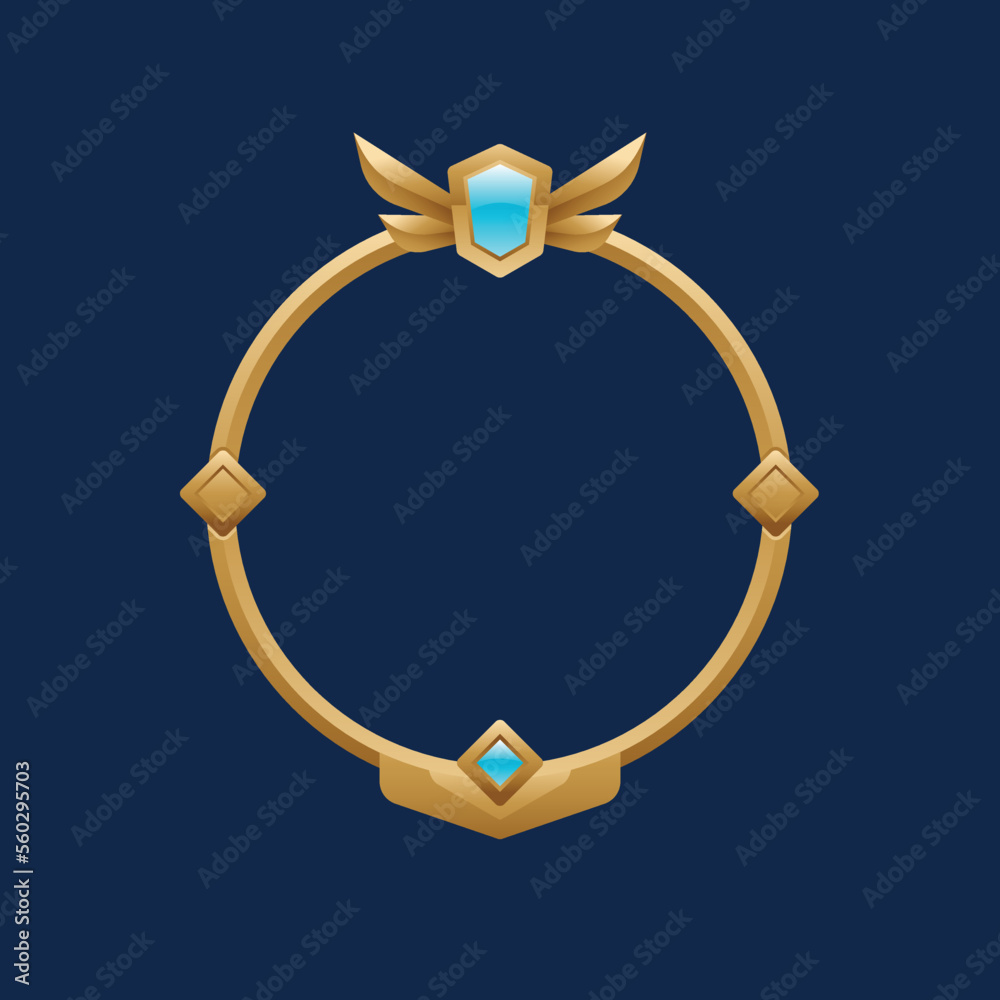 Metal circle frame border kit for game asset icons interface. Game ...