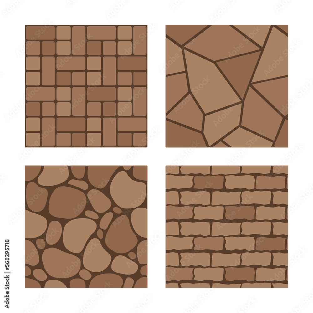 Pavement stones seamless pattern. Street cobblestone tile path ...