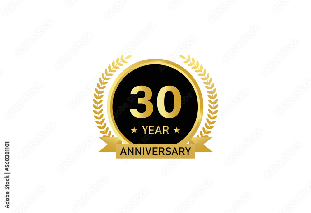 30 year anniversary celebration. Anniversary logo with ring and elegant ...