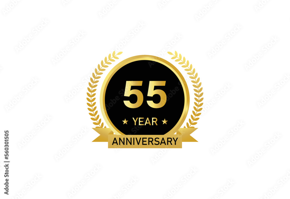 55 year anniversary celebration. Anniversary logo with ring and elegant ...