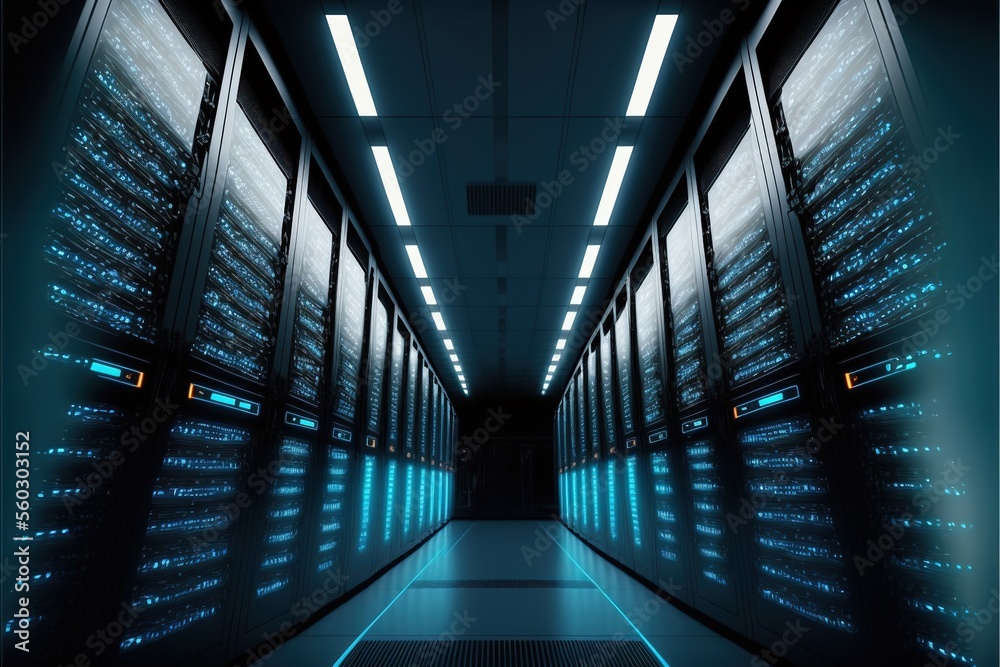 Super computer and quantum server rack in Data center control room ...