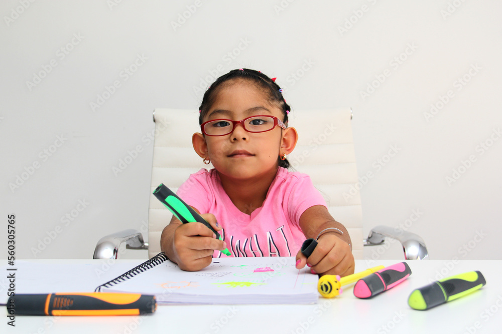 4-year-old brunette Latina girl with autism spectrum disorder ASD like ...