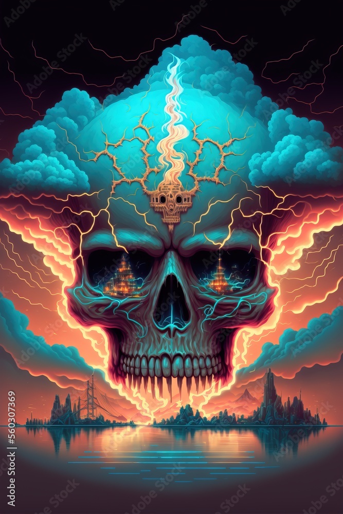 Illustrazione Stock Nightmarish unholy undead skull deity of ...