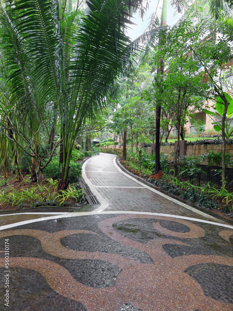 Bricked Pathway Through Tropical Garden Boracay Philippines Stock Photo ...