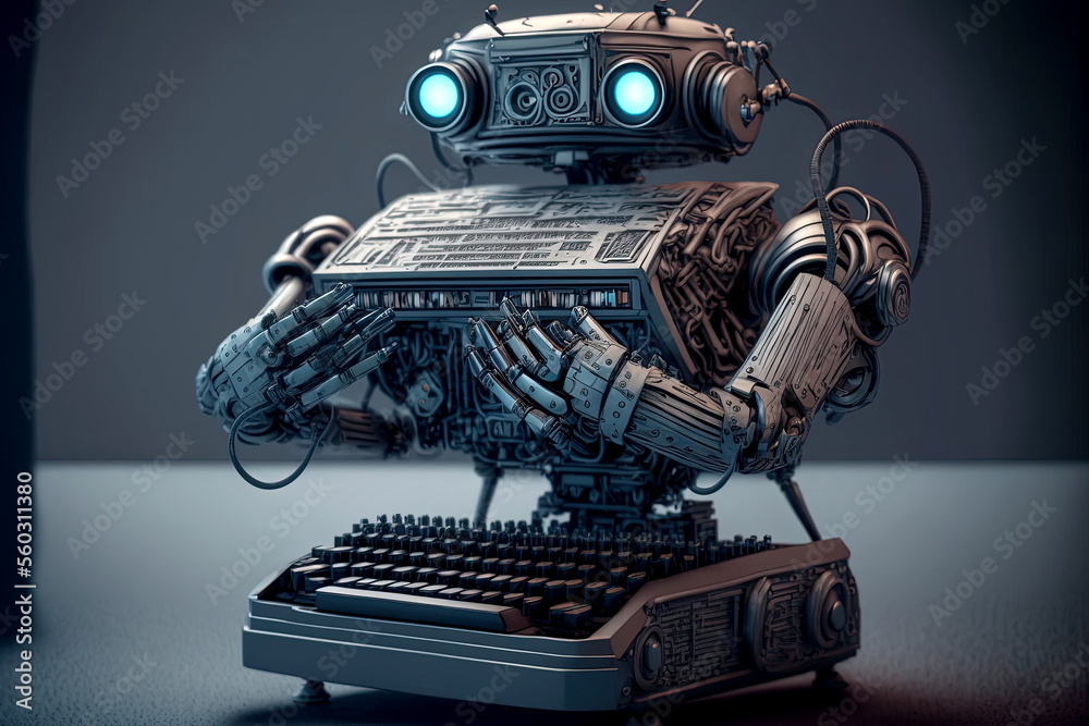 Generative AI illustration of half typewriter and half chatbot robot ...
