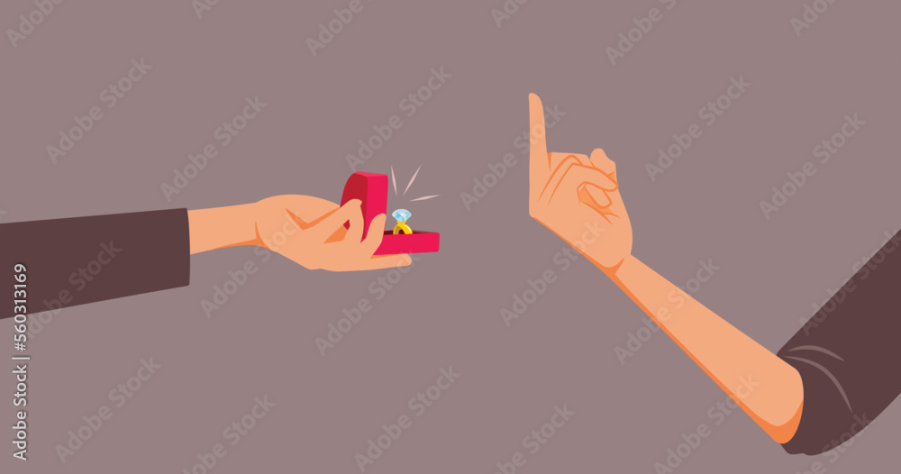 Rude Person Refusing Marriage Proposal Vector Cartoon Illustration ...