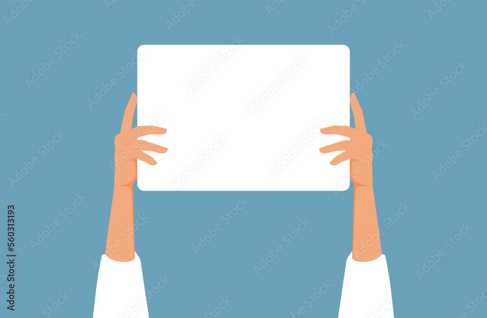 Vector Hands Holding a Blank Sign Background Illustration. Person ...