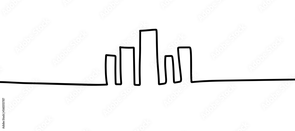 Simple city building continuous line drawing art banner background ...