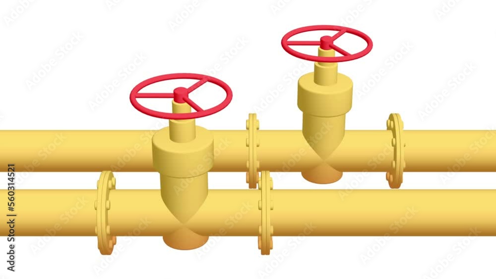 Red valve on the main gas pipeline. Industrial faucet for water, oil ...
