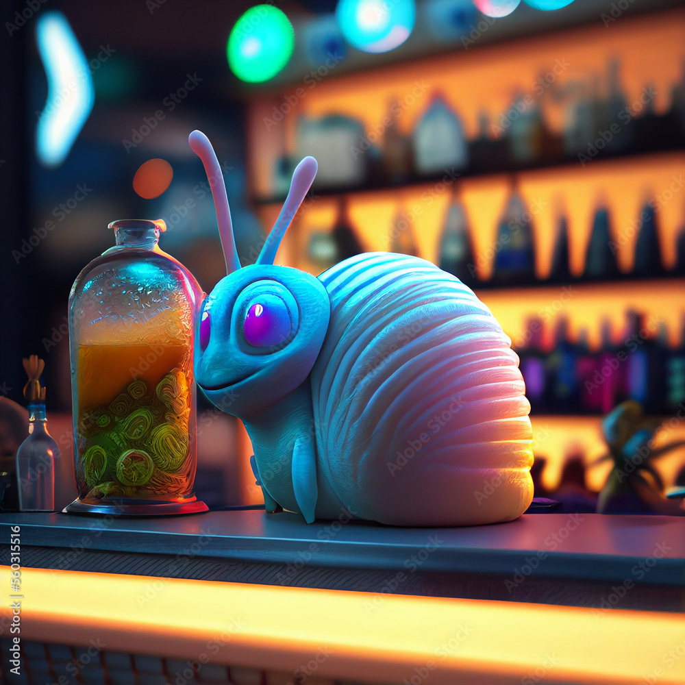 Female alien in a bar in space, generative ai ilustração do Stock ...